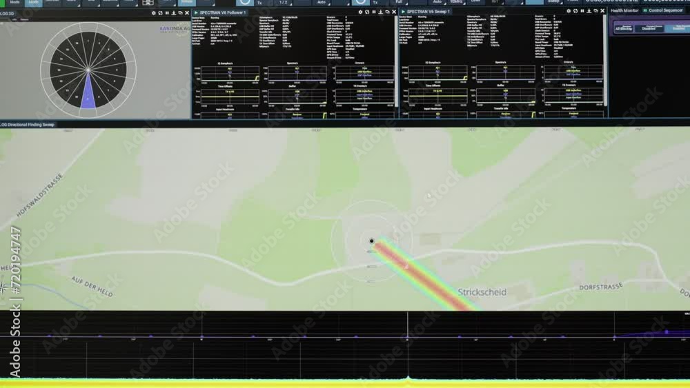 Army weapon radar searching for the target at the battlefield area ...