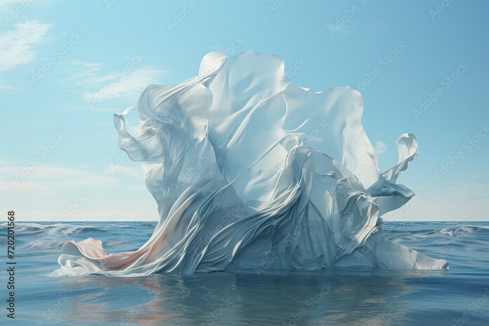 Plastic iceberg floating in ocean as recycling metaphor. Generative AI ...