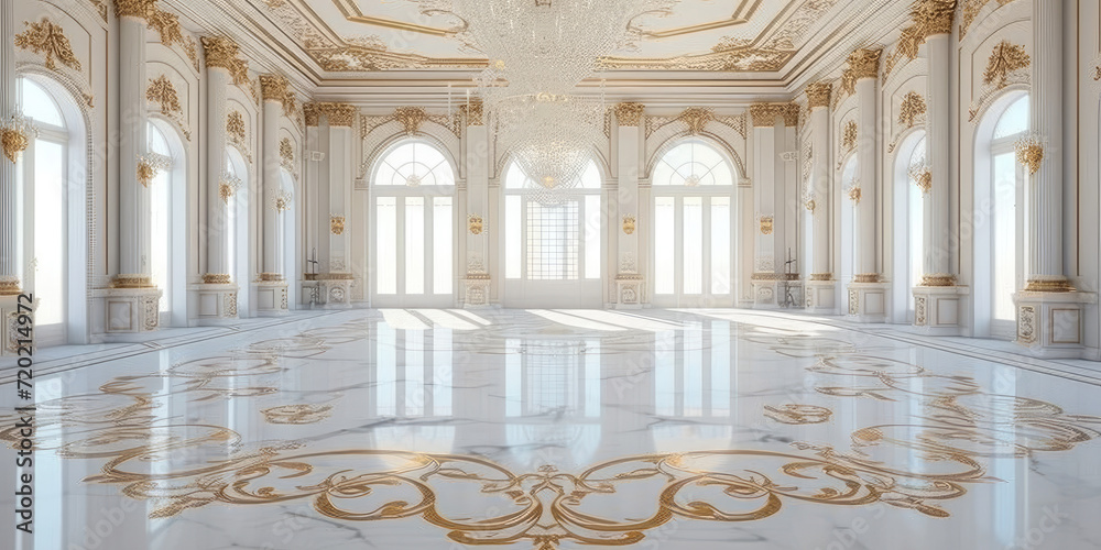 empty palaces with white marble flooring, fantasy white gold marble ...