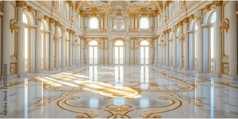 empty palaces with white marble flooring, fantasy white gold marble ...