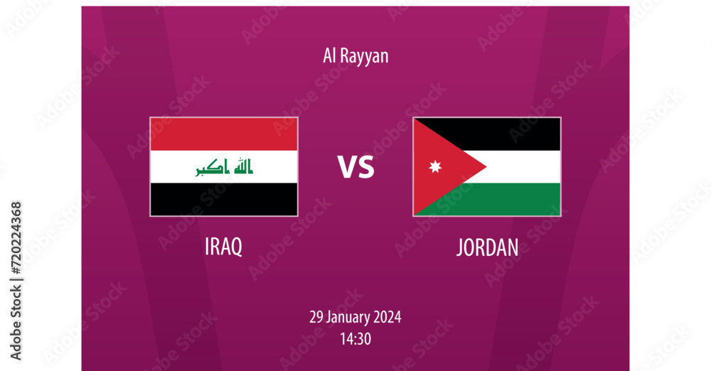 Iraq vs Jordan soccer scoreboard broadcast template for asia 2023 Stock ...