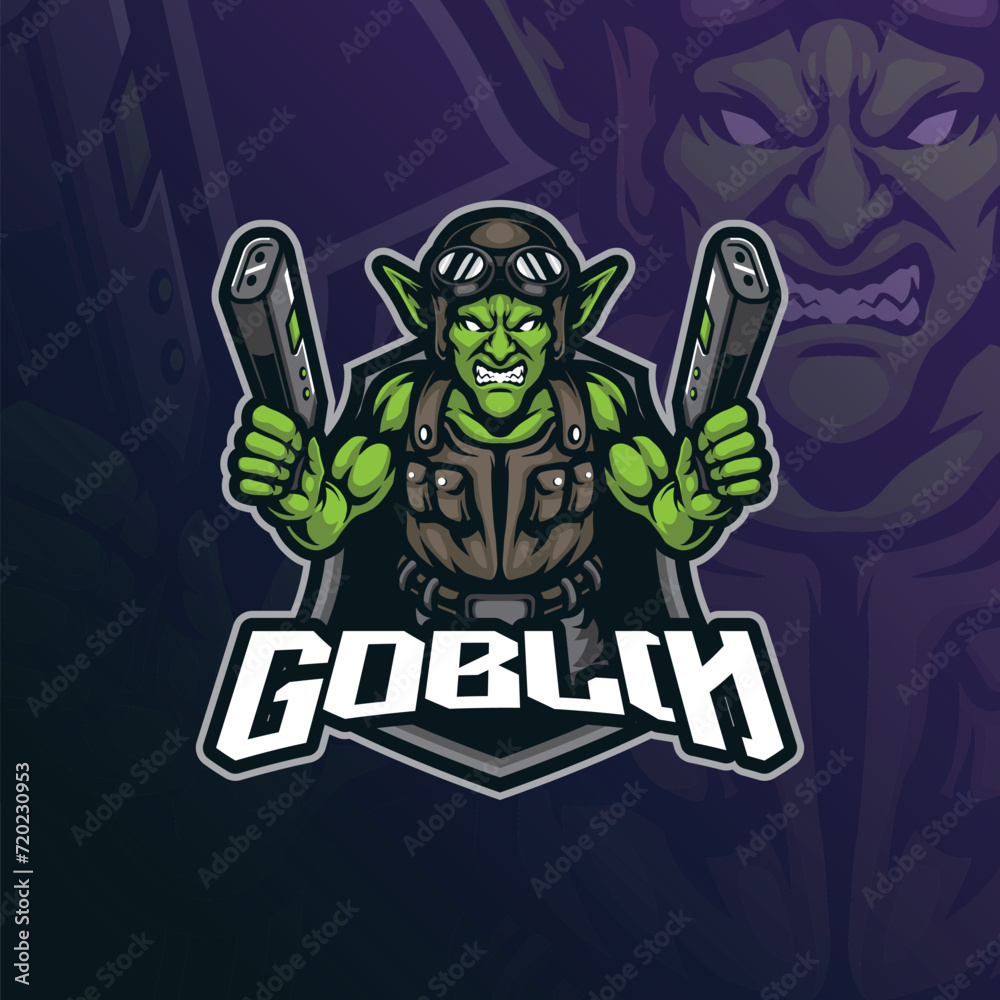 Goblin mascot logo design vector with modern illustration concept style ...