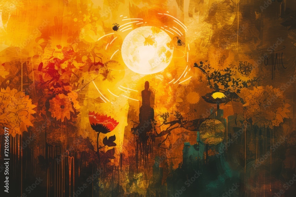 A digital art piece illustrating the power of positive thinking ...