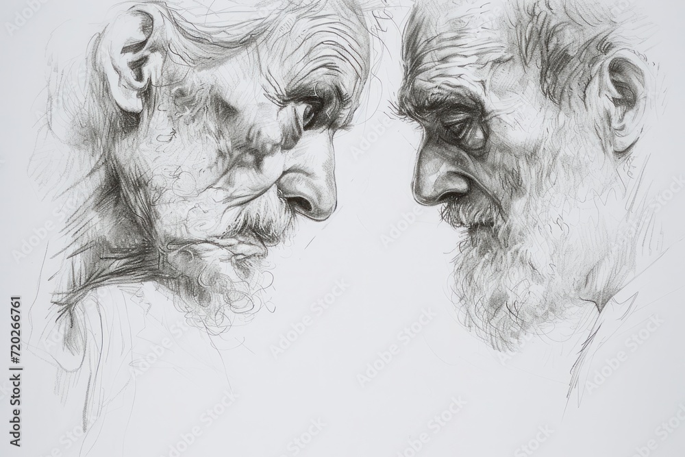 Heartfelt sketch portraying an empathetic conversation between two ...