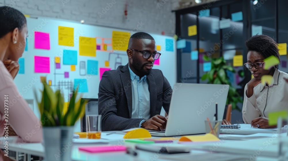 Creative Minds at Work: Team Collaborating on a Whiteboard, Mapping ...
