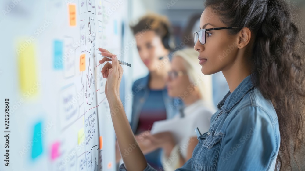 Creative Minds at Work: Team Collaborating on a Whiteboard, Mapping ...