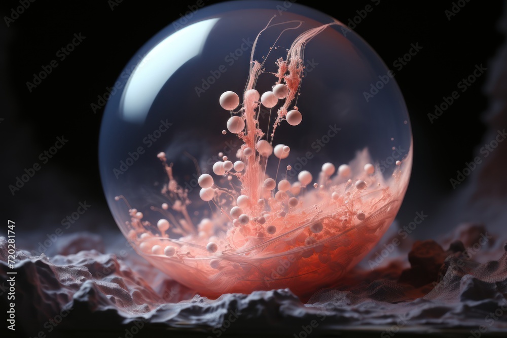 Fertilization of an egg under a microscope. The science of biology and ...