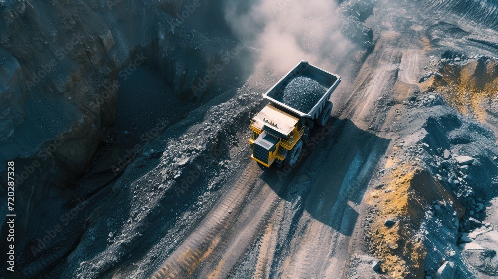 Mining Landscape Giants: Massive Haul Truck Transporting Minerals from an Open-Pit Mine - A ...