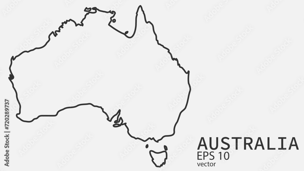 Vector line map of Australia. Vector design isolated on white ...