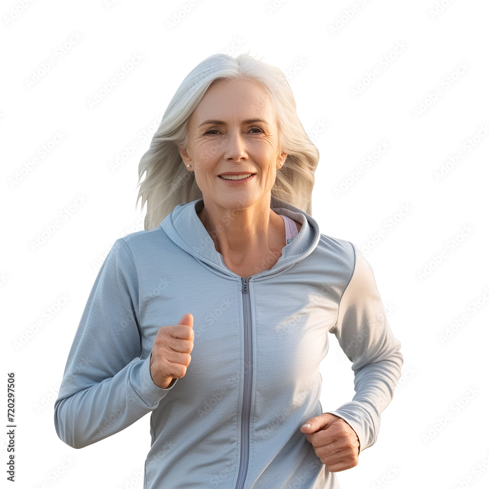 Older woman running and committing to a healthy lifestyle for enhanced ...