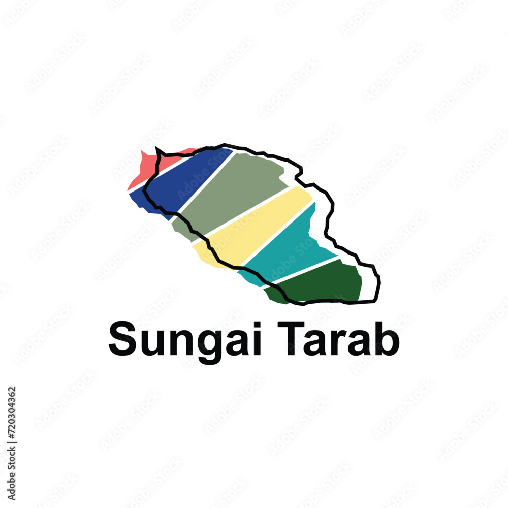 Map City of Sungai Tarab colorful geometric modern outline, High ...