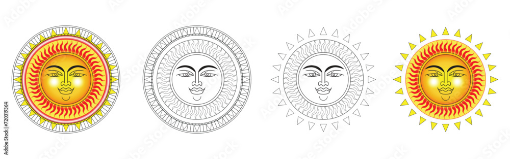 Traditional Sri Lankan Sun set face line Art design for Sinhala and ...