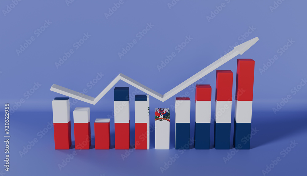 Dominican republic Flag Bar Chart Graph Increasing Values on Pastel ...
