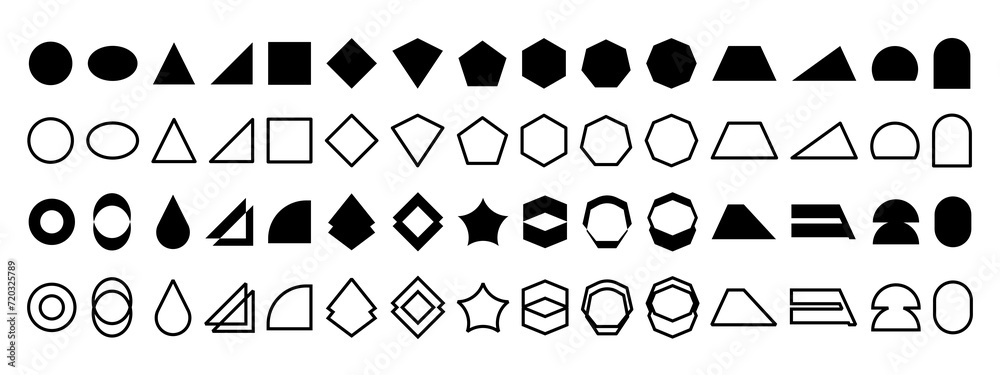 Simple abstract geometric shapes. Collection of basic design elements ...