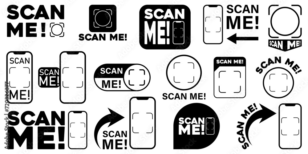 Scan Qr Code Scan Qr Code Flat Icon With Phone Qr Code Template For