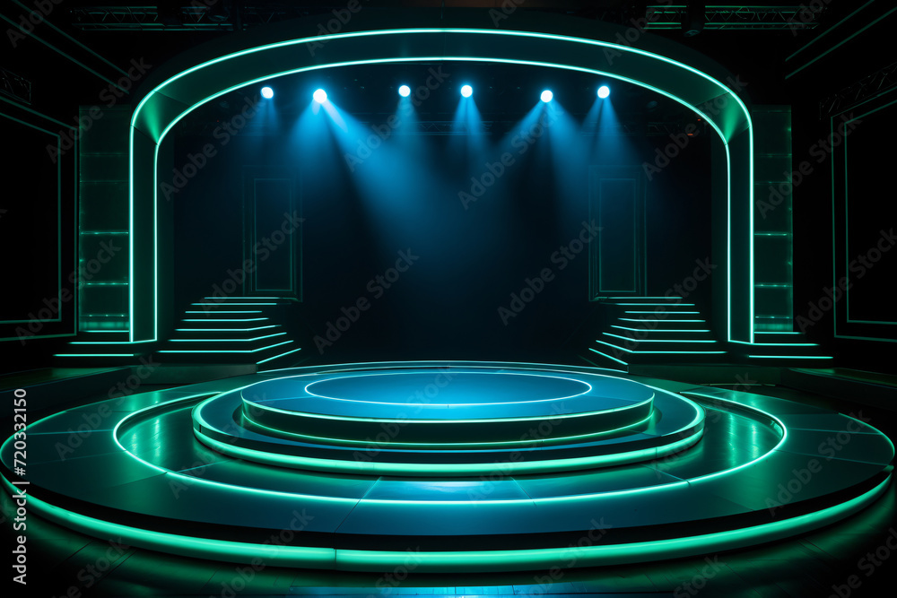 Modern dance stage light background with spotlight illuminated the ...