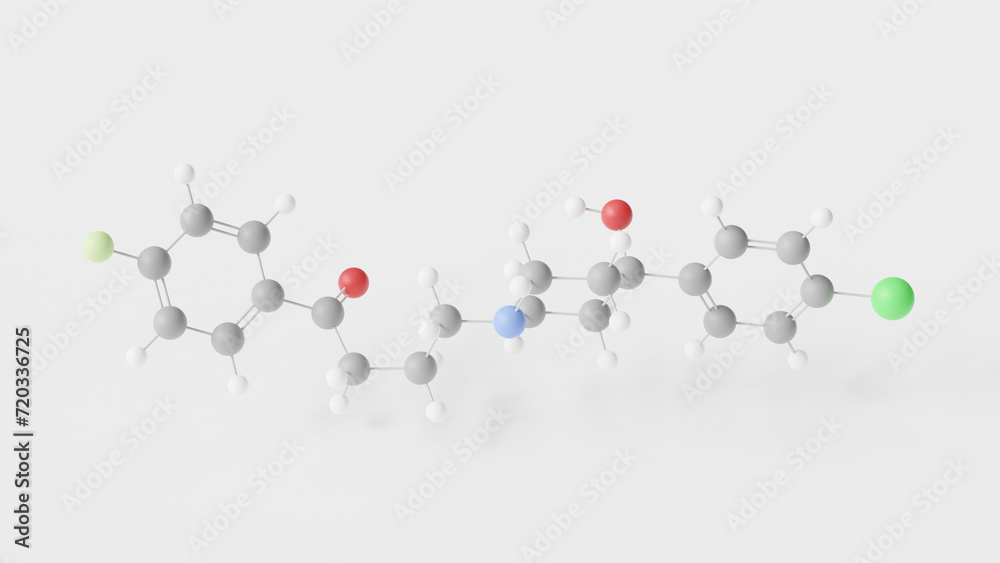 haloperidol molecule 3d, molecular structure, ball and stick model ... haloperidol molecule 3d, molecular structure, ball and stick model ...