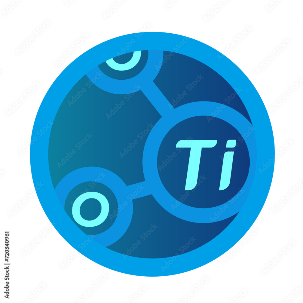 Titanium dioxide TiO2 icon molecule structure vector blue round symbol ...