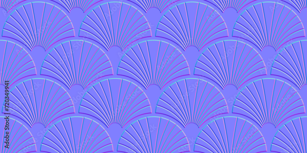 Seamless embossed Art Deco palm fan normal map background texture ...