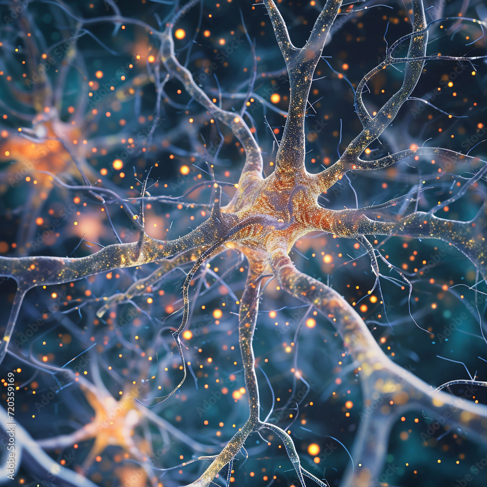 A microscopic view of the human brain's nerve cells and connections ...