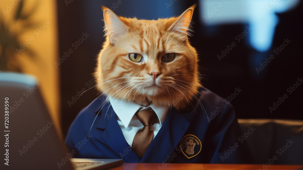 Orange Cat in suit uniform FBI Agents Investigation Stock Illustration ...