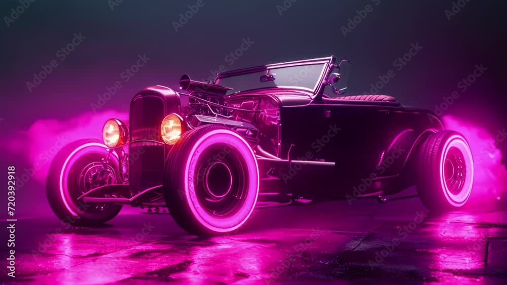 An elegant hot rod with soft neon pink accents adding a touch of ...