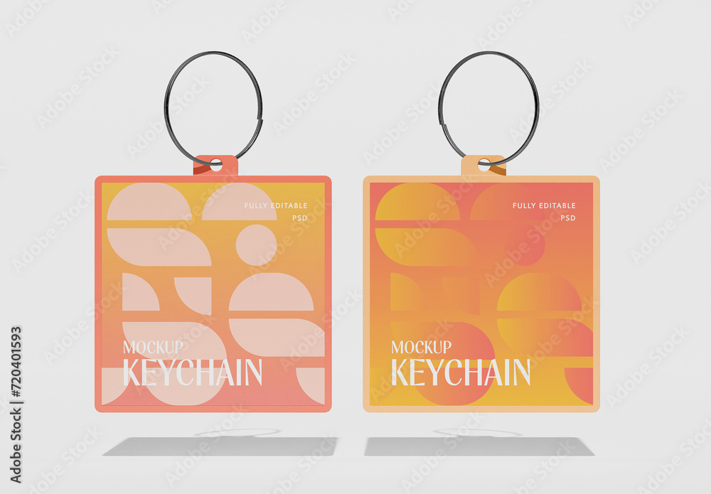 Two Square Floating Keychains Mockup Stock Template | Adobe Stock