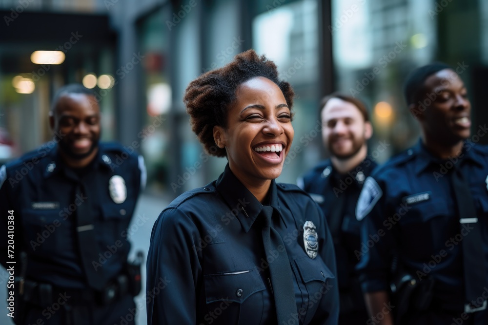 A united group of police officers standing shoulder to shoulder, ready ...