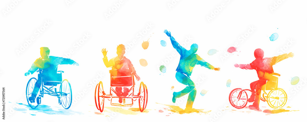 Colorful art watercolor painting depicts a diverse group of ...