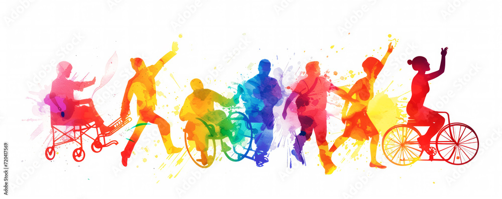 Colorful art watercolor painting depicts a diverse group of ...