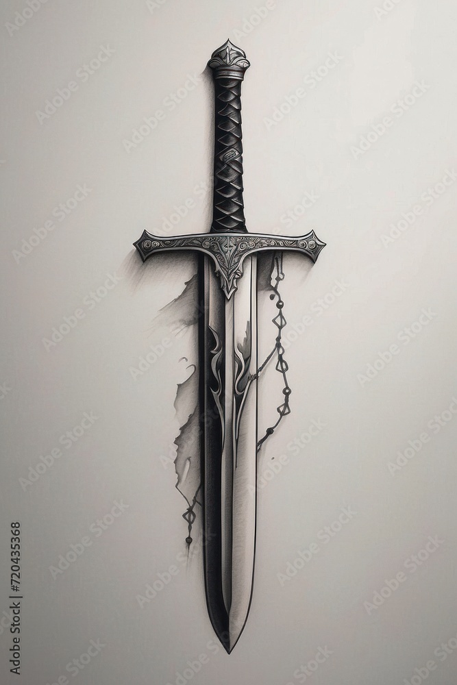 Simple sword tattoo and tattoo design drawings with examples of after ...