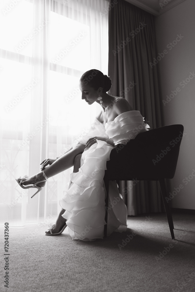 Morning and getting ready for a luxurious and beautiful bride in a ...