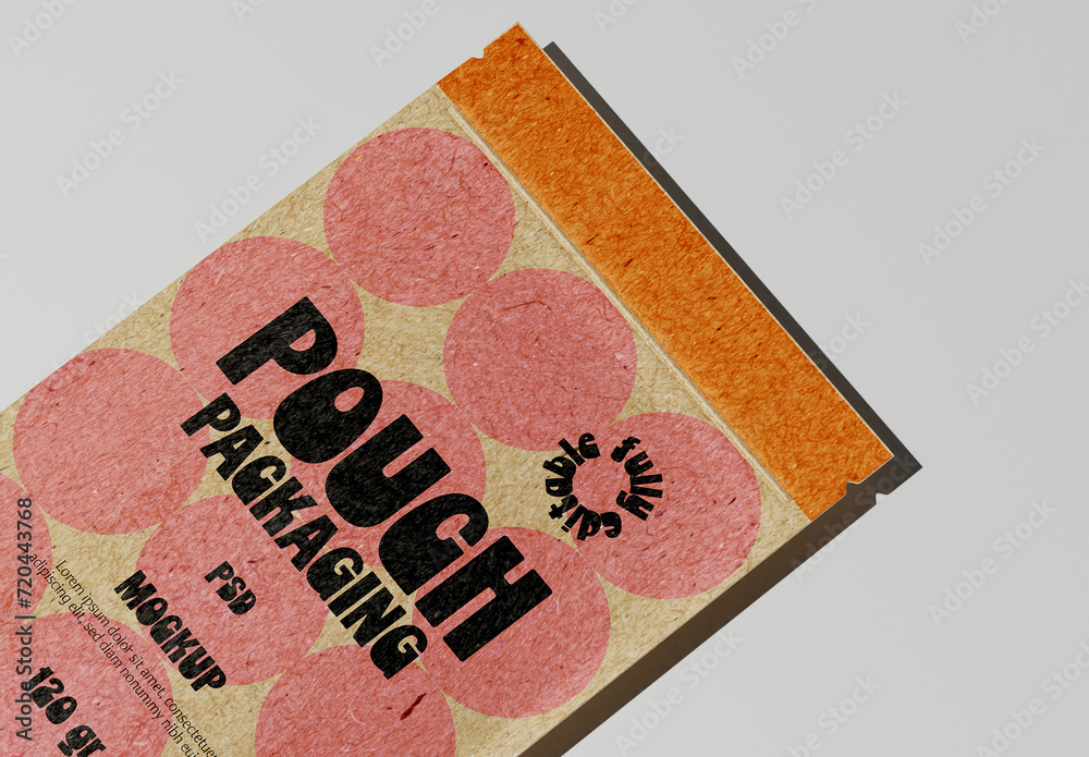 Close View of Paper Pouch Mockup Stock Template | Adobe Stock