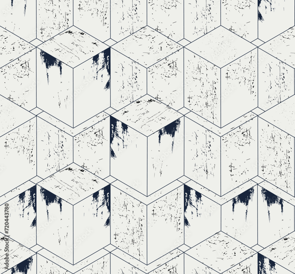 Modern seamless vector pattern with isometric cube silhouettes and ...