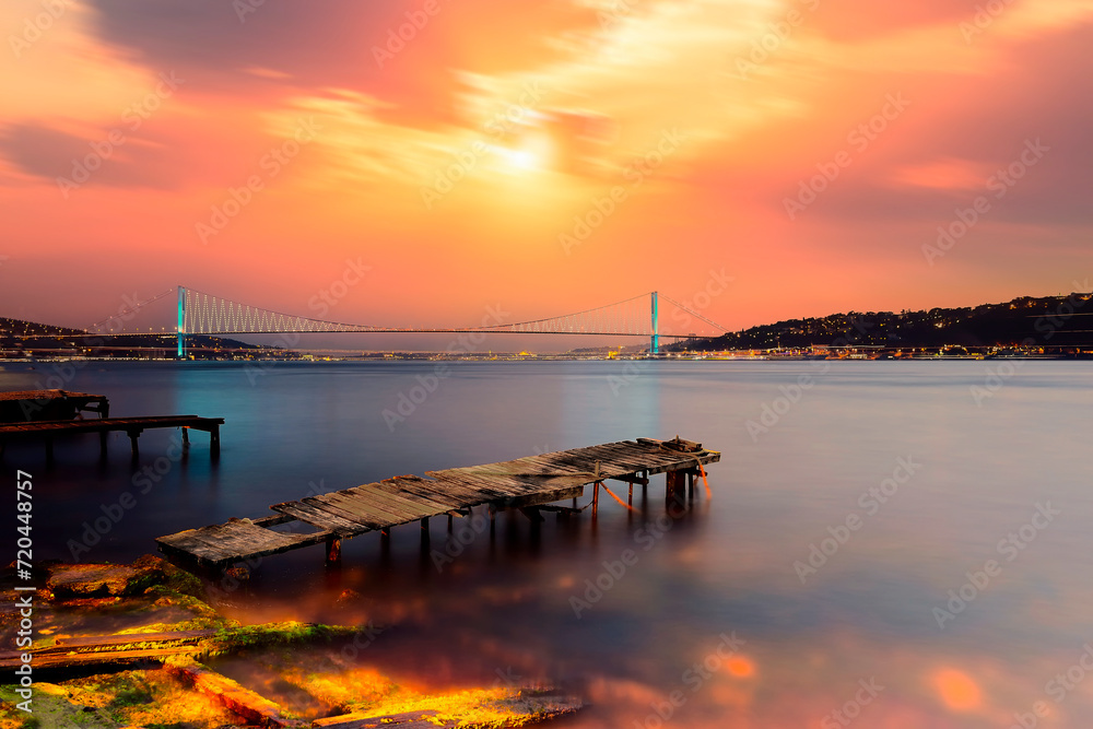 Awesome Panoramic view of Istanbul Bosphorus. Istanbul Bosphorus Bridge ...