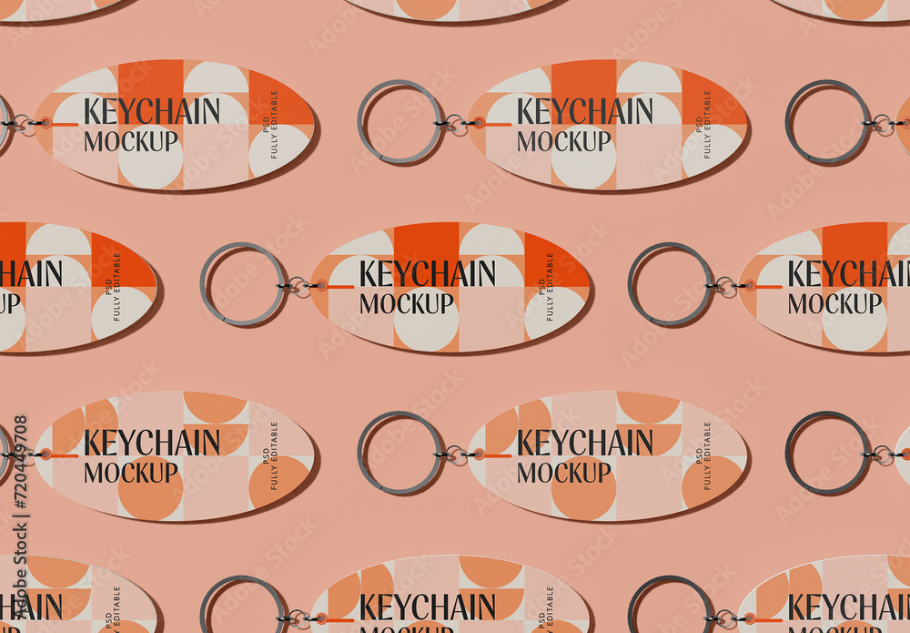Mosaic Oval Keychains Mockup Stock Template | Adobe Stock