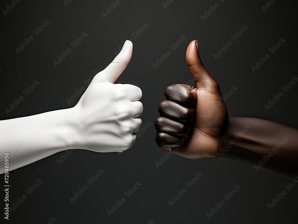 Two Hands Giving Thumbs Up To Each Other in Agreement Stock Photo ...