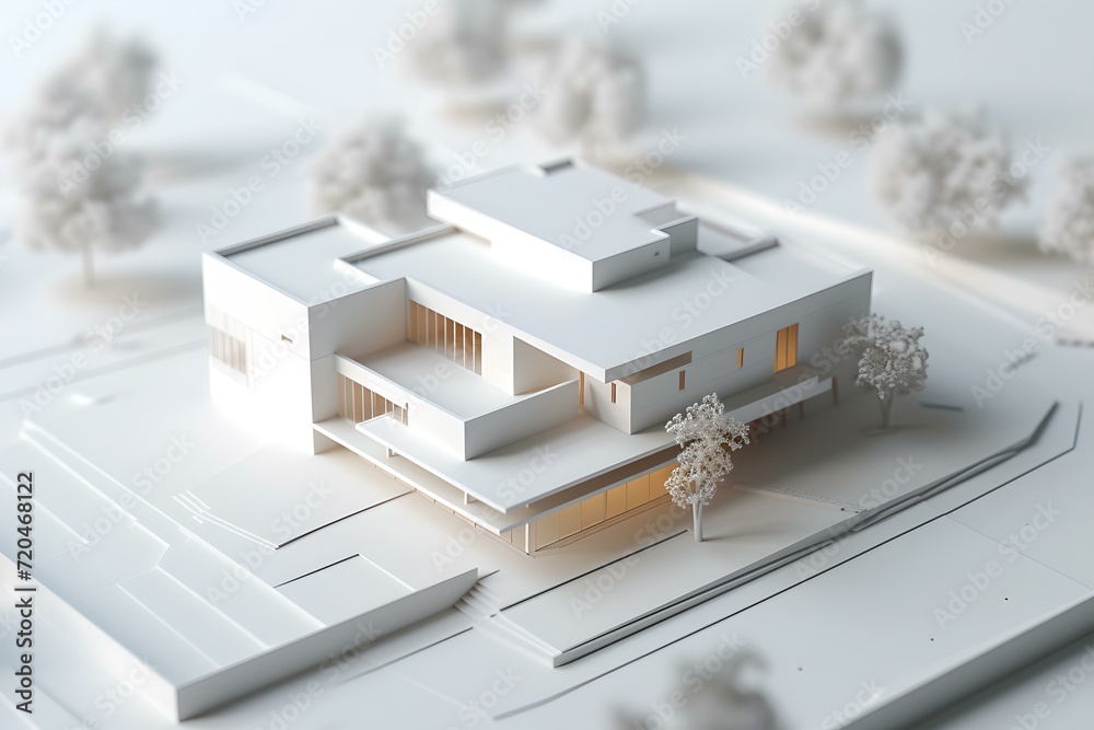 Modern architectural model home display with neutral tones. a clean ...