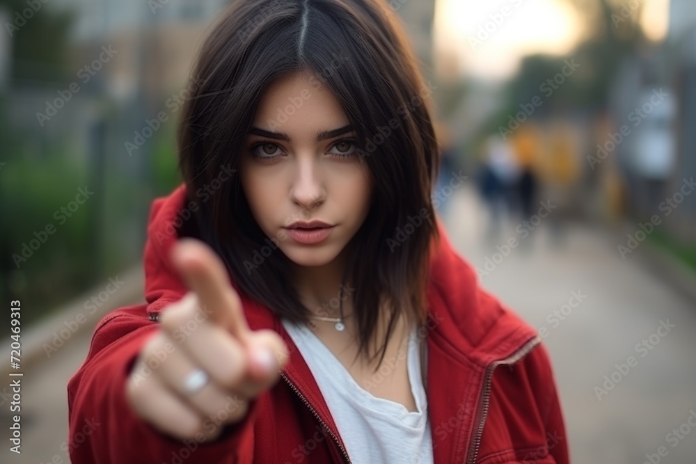 Portrait frustrated angry mad Caucasian woman female lady girl student ...