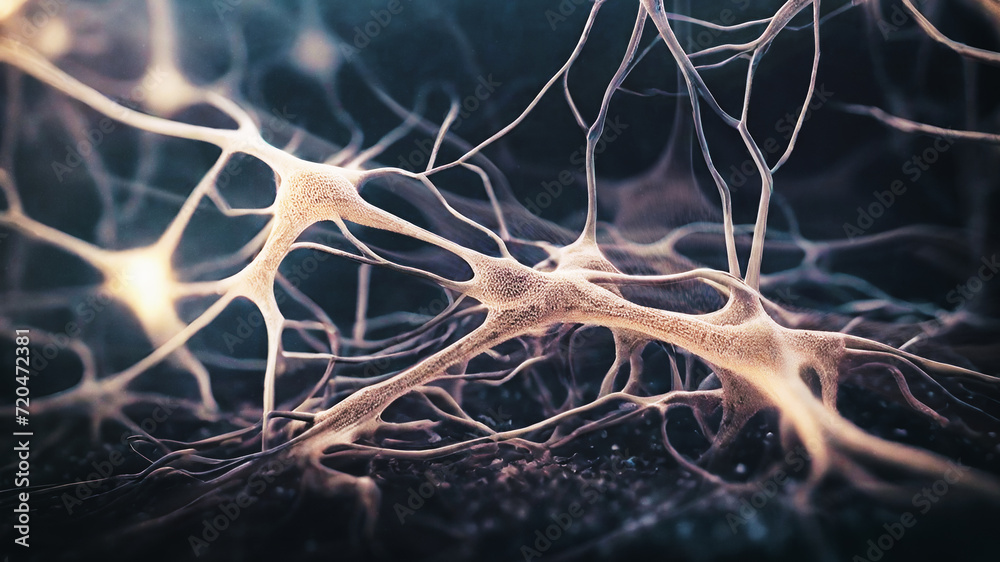 Structure of neural tissue consisting of neurons, nerve cells. Cell ...