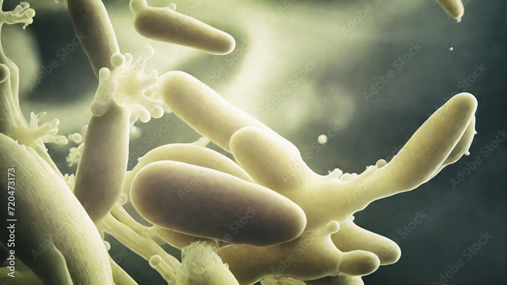 Bacteria, fungi, mold, and yeast on a dark background - candida yeast ...