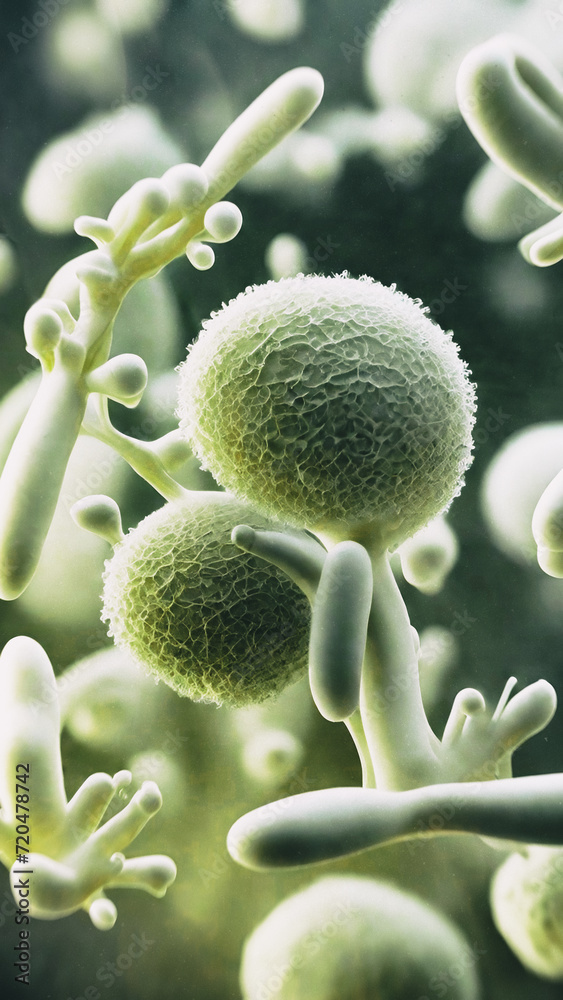 Bacteria, fungi, mold, and yeast on a dark background - candida yeast ...