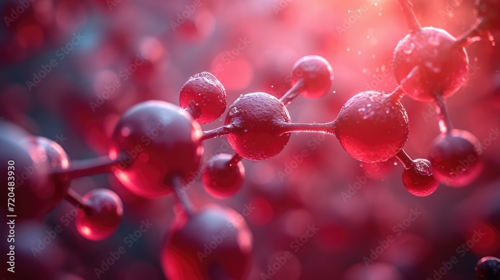 Abstract molecular structure under microscope 3d. Many molecules ...