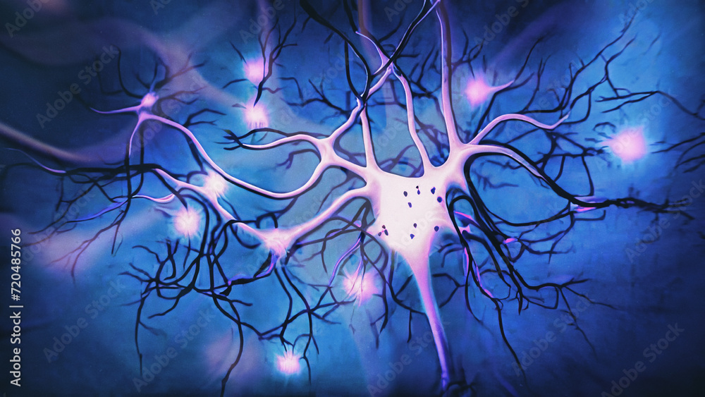 Structure of neural tissue consisting of neurons, nerve cells. Cell ...