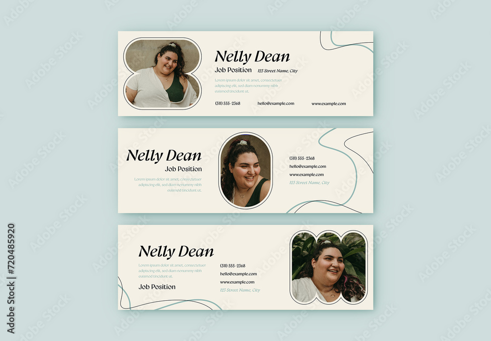 Set of Email Signatures with Abstract Elements Stock Template | Adobe Stock