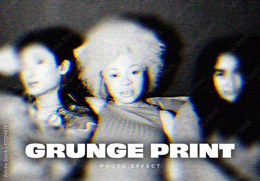 Grunge Print Photo Effect Mockup Stock Template | Adobe Stock
