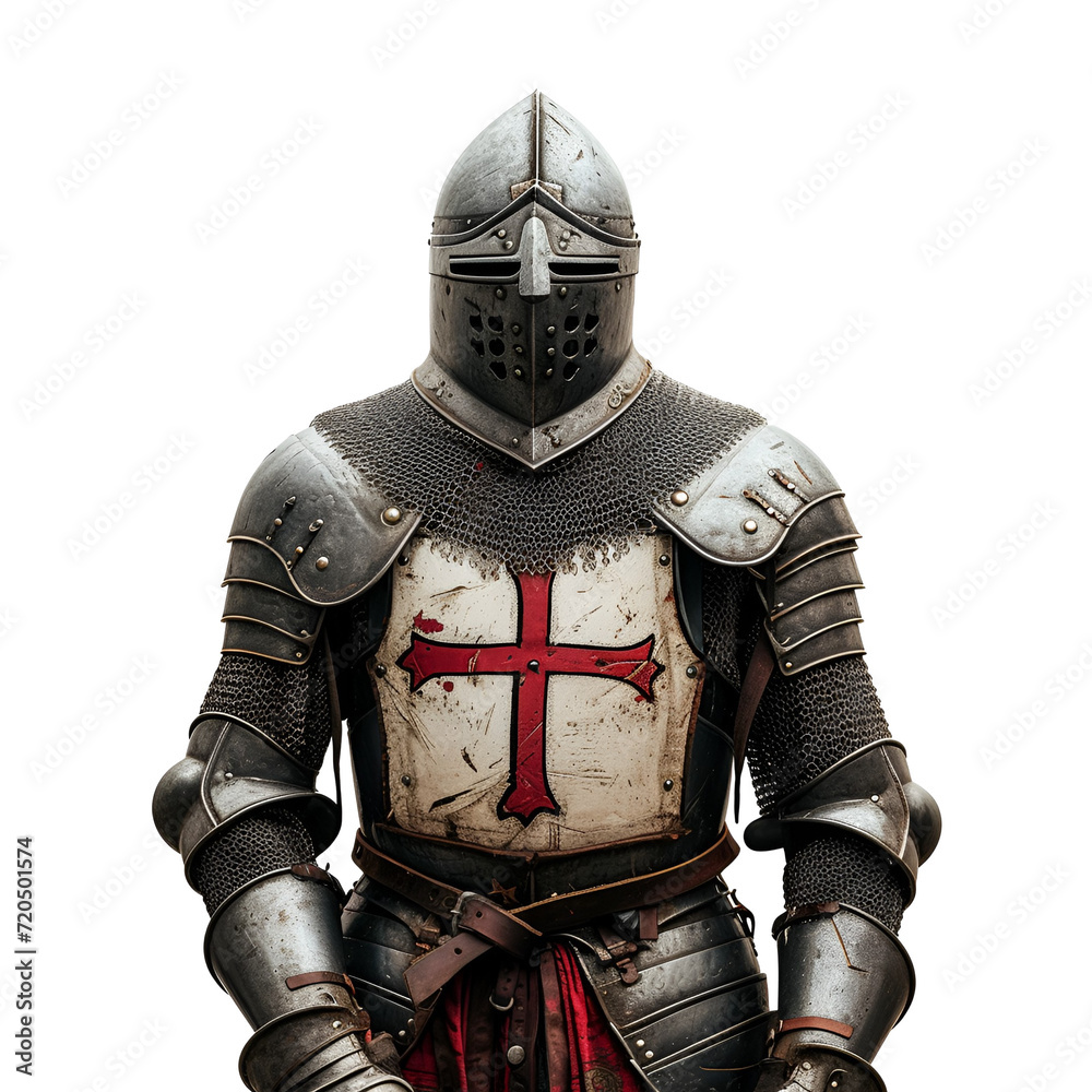 Medieval Times: A Templar Knight in Red Cross Armor with an Army ...