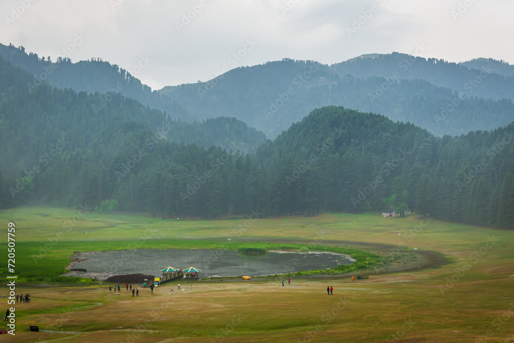 Panoramic view of famous tourist destination Khajjiar, It is green ...