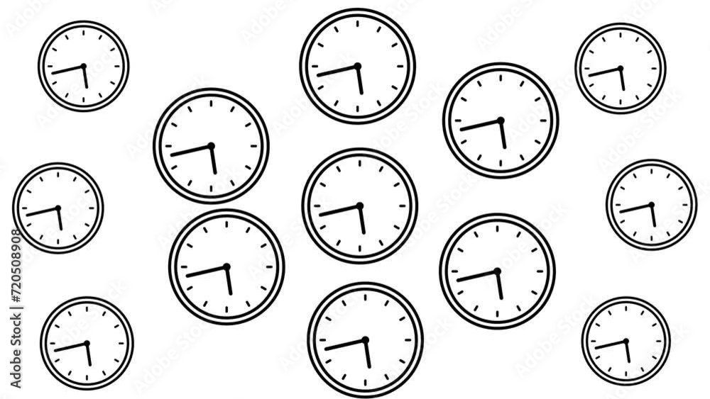 Abstract beautiful clock animation background. Analog clock set ...
