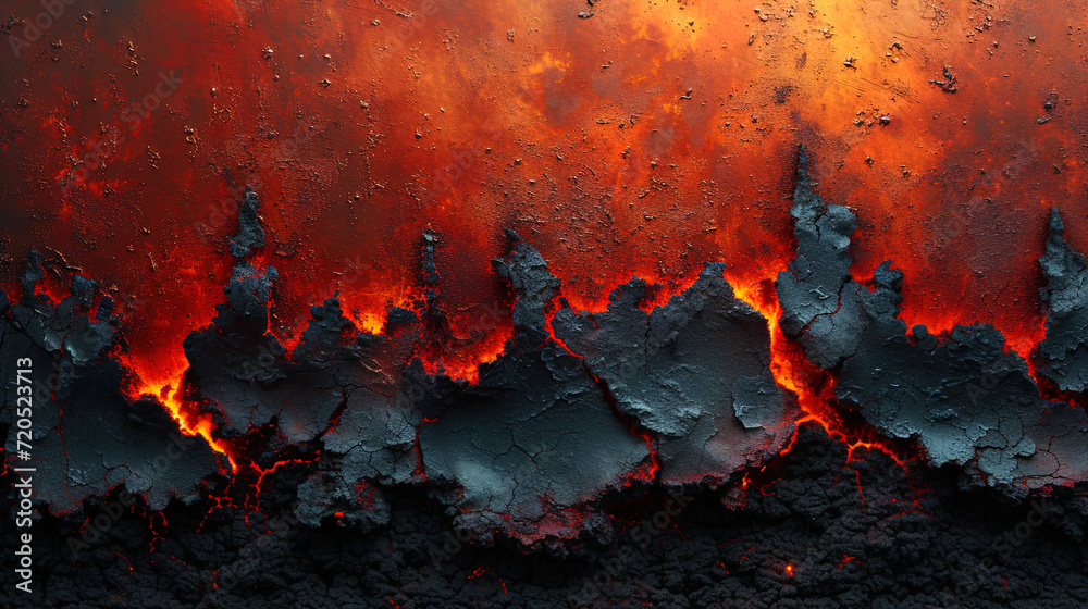 Traces of fiery exposure texture with black and red traces on the ...